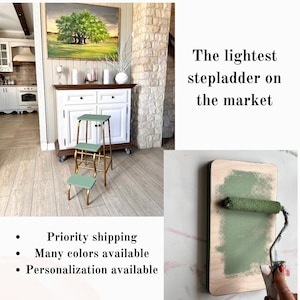 Stepladder Sage Green, Step Stool, Folding Step Ladder, Pale Green ...