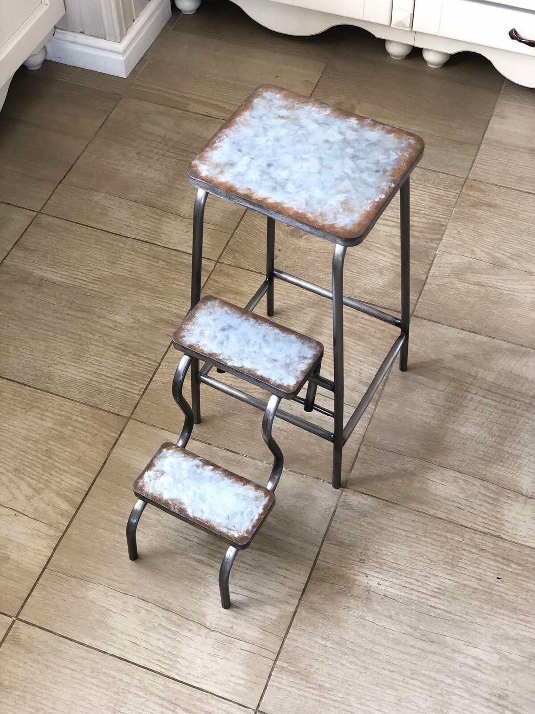 Step Ladder Adult, Folding Step Stool, Bar Stool, Library Steps, Wood 3 ...