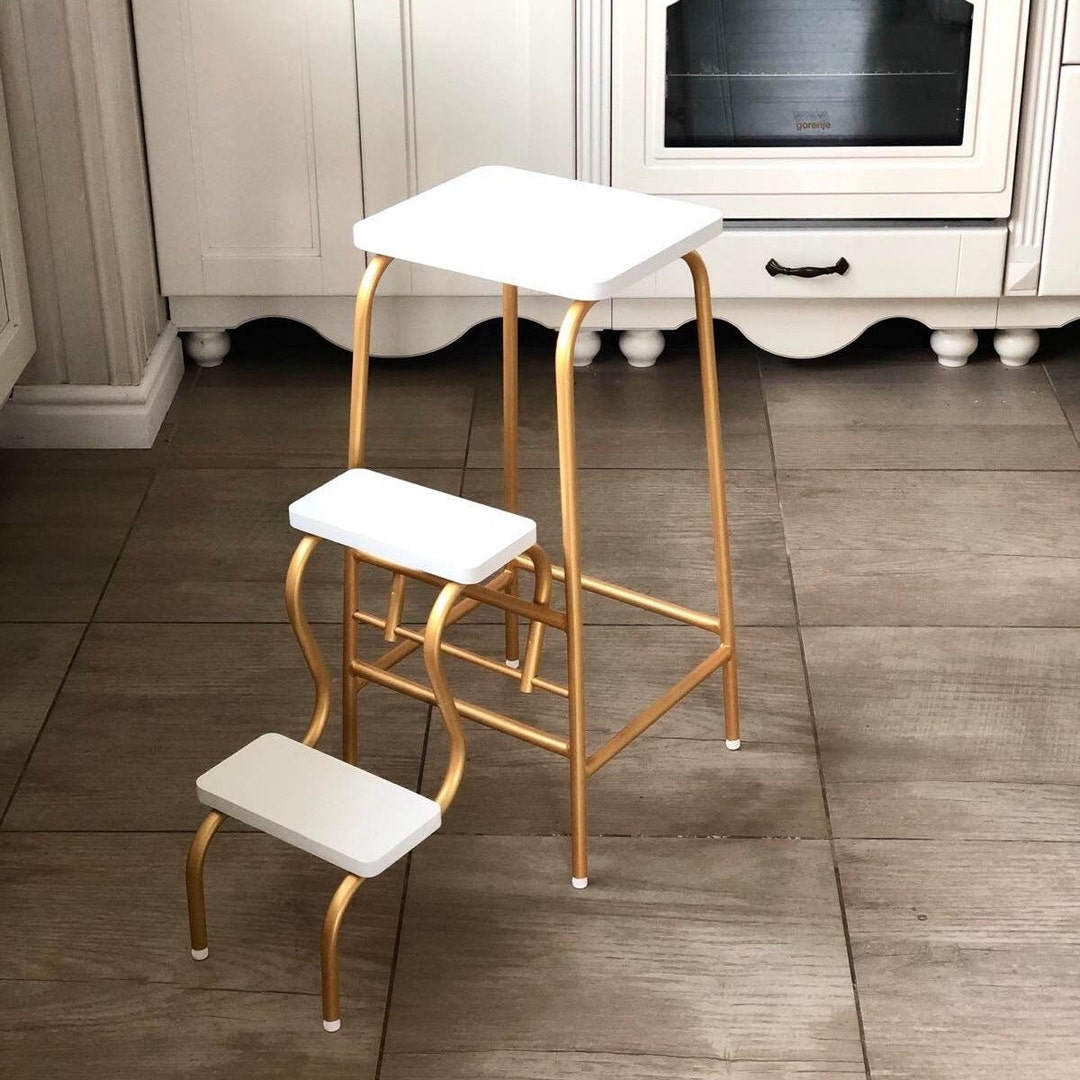 Folding Step Stool With Seat, Step Ladder, Library Steps, Step Stool ...