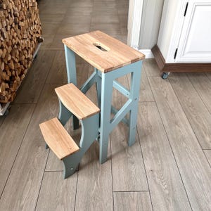 Step Stool, Wooden Step Ladder, Stepladder, Library Ladder, Folding ...