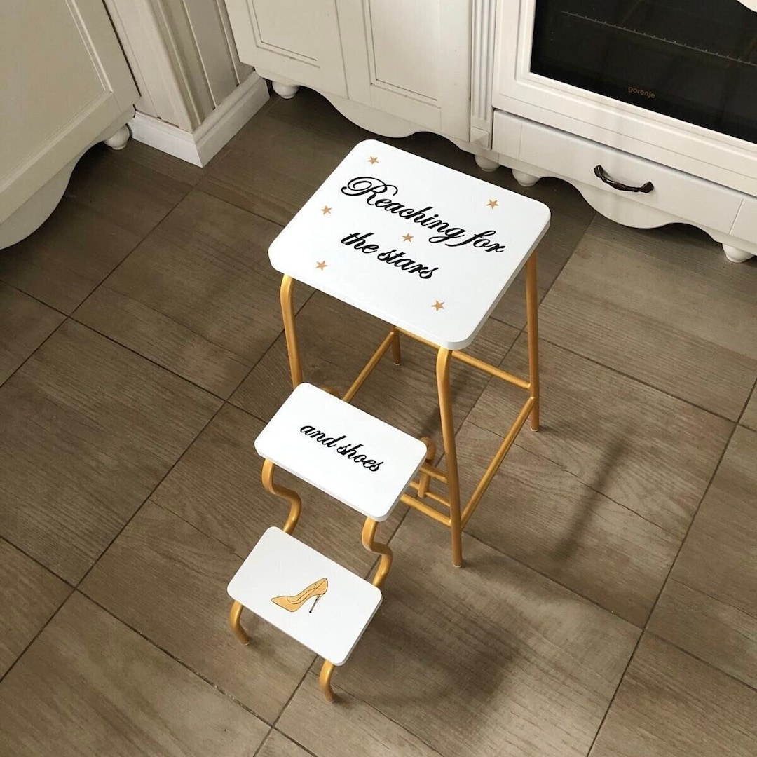 Closet Step Ladder, Folding Step Stool, Library Stairs, Convertible ...