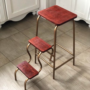 Mahogany Color Step Stool Adult. Kitchen Step Ladder Folding. - Etsy