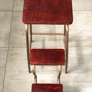 Mahogany Color Step Stool Adult. Kitchen Step Ladder Folding. - Etsy