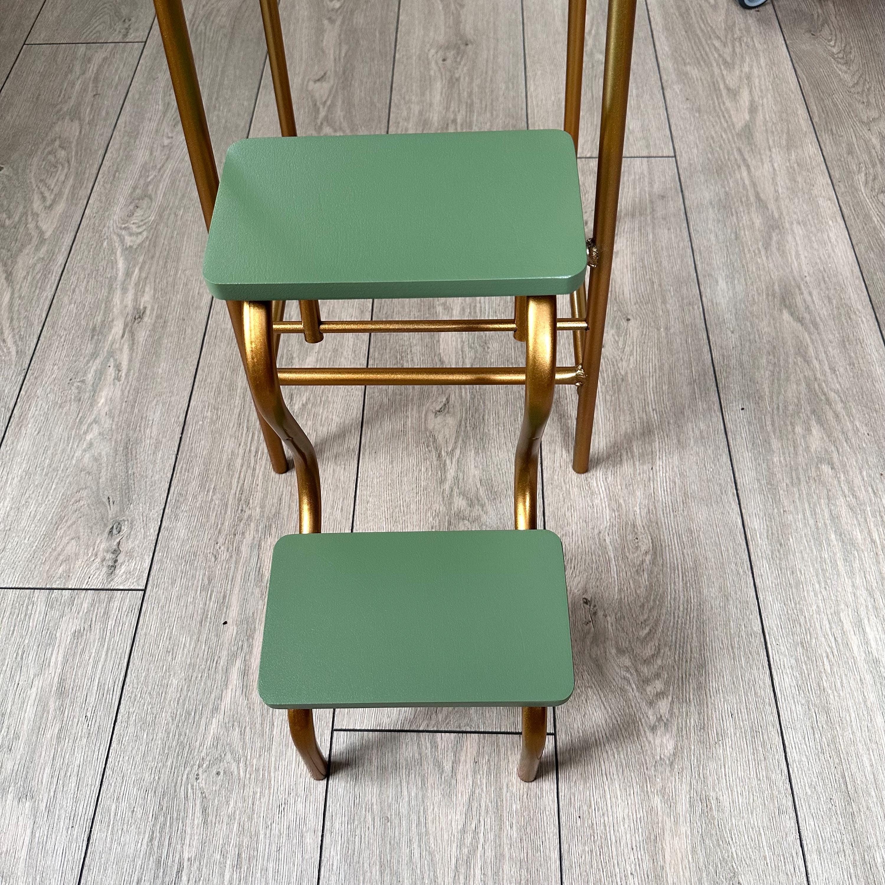 Step Stool, Folding Step Ladder, Sage Green Stepladder, Library Steps ...