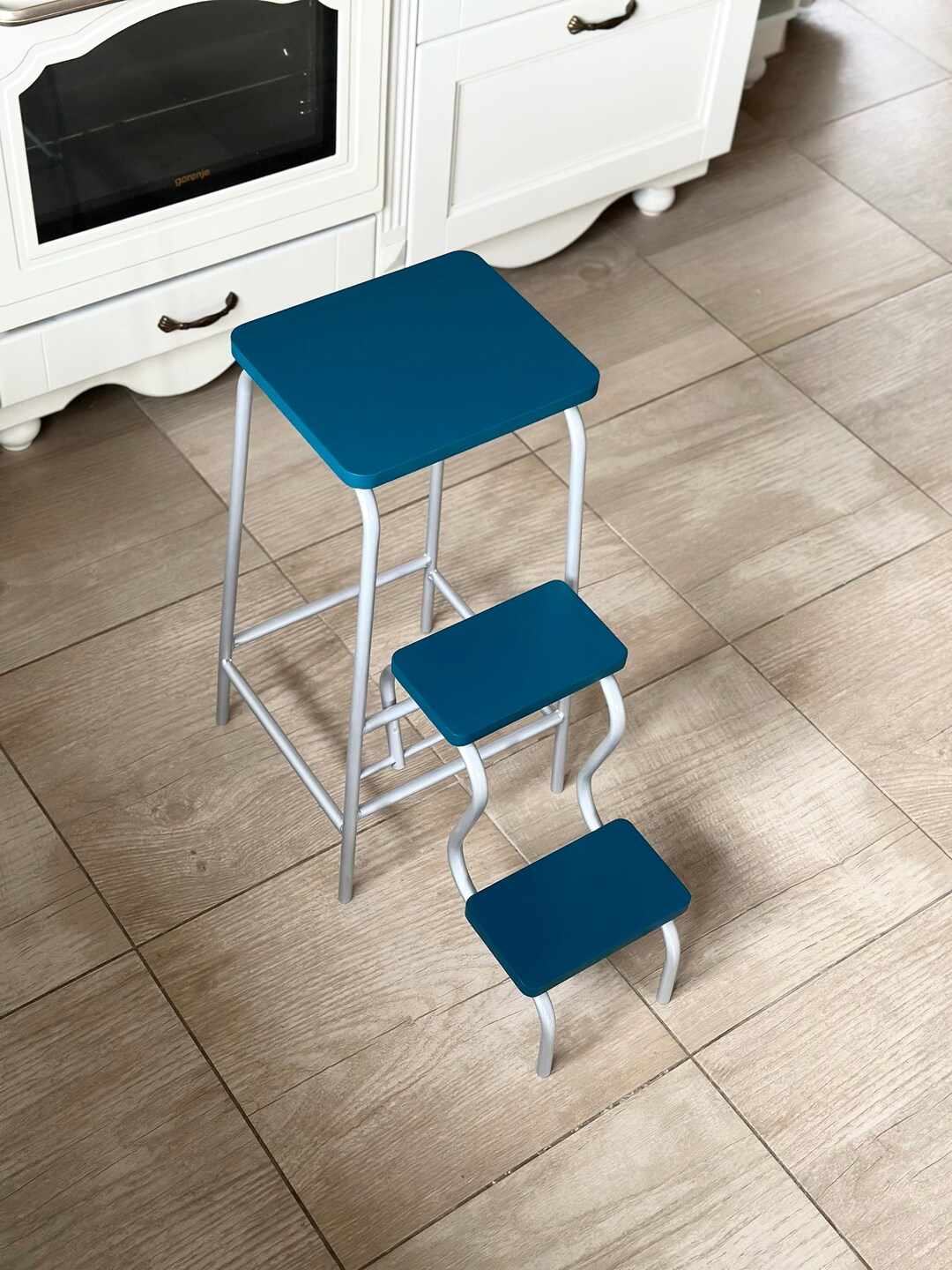Folding Step Ladder, Kitchen Step Stool, Blue Chair, Stool Ladder ...