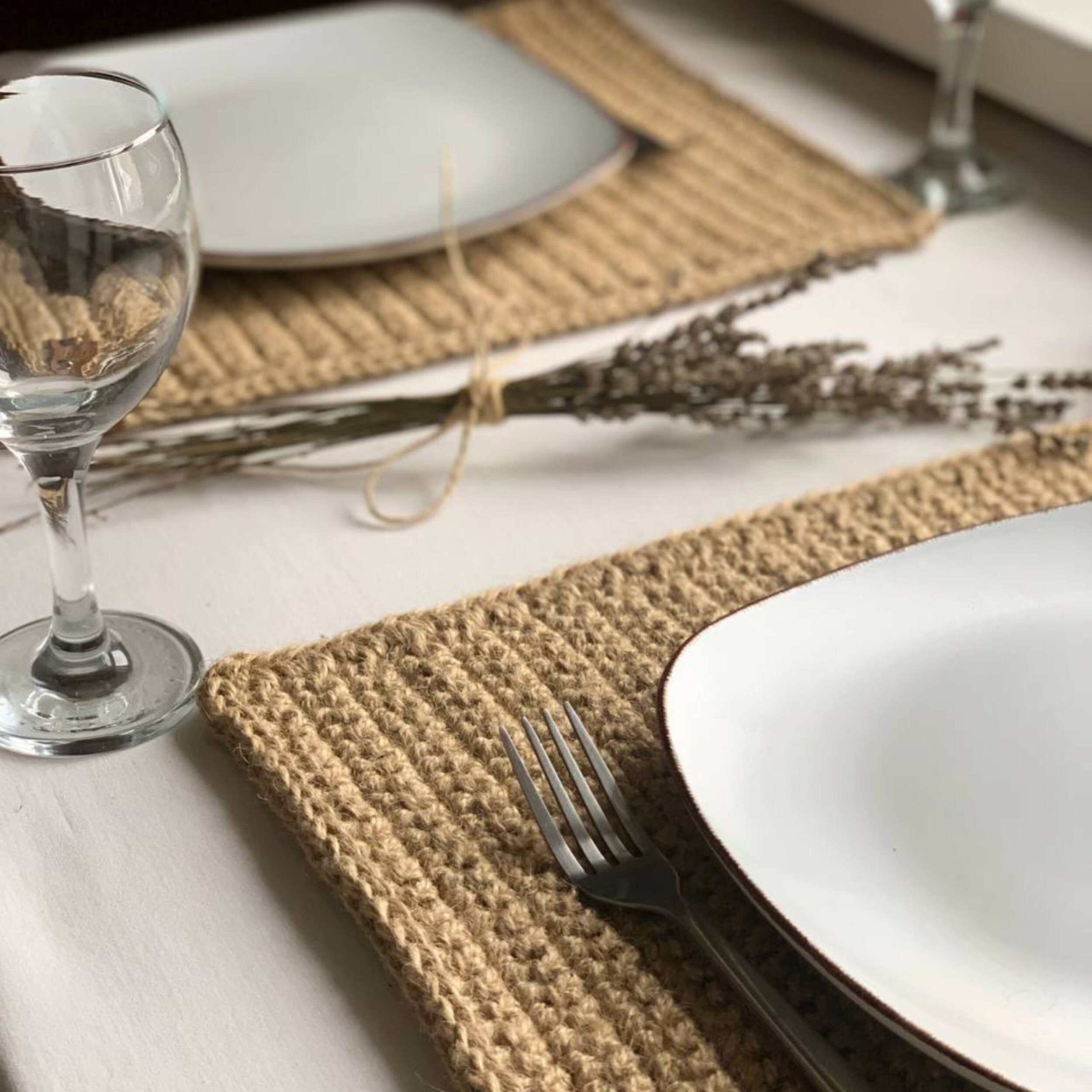 Jute Placemats Crochet Placemats Table Mats Set of 4 Natural - Etsy