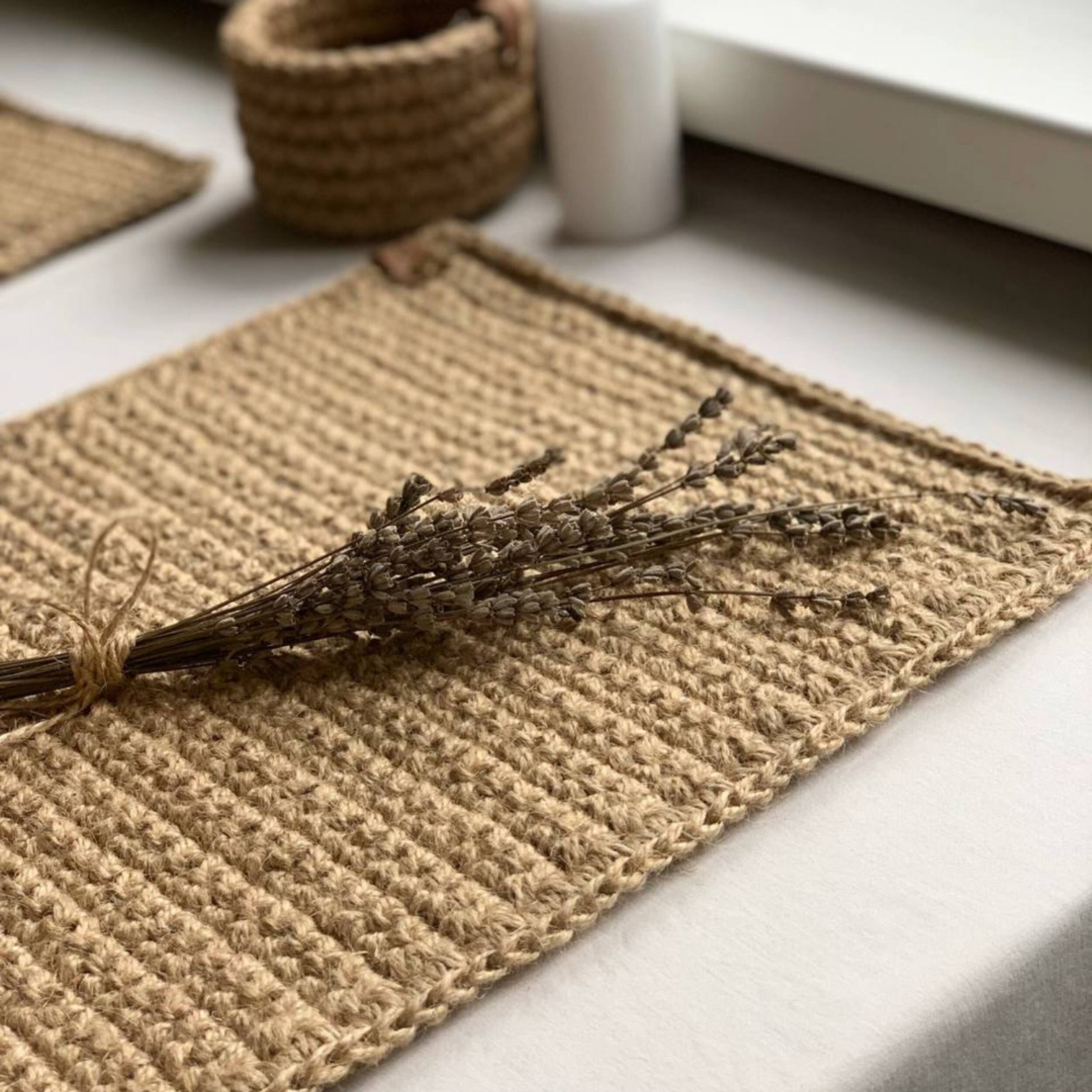 Jute Placemats Crochet Placemats Table Mats Set of 4 Natural Placemats ...