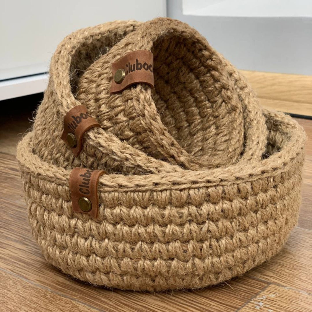 Crochet Jute Basket Handmade Basket Woven Basket Custom Basket Set of 3 ...