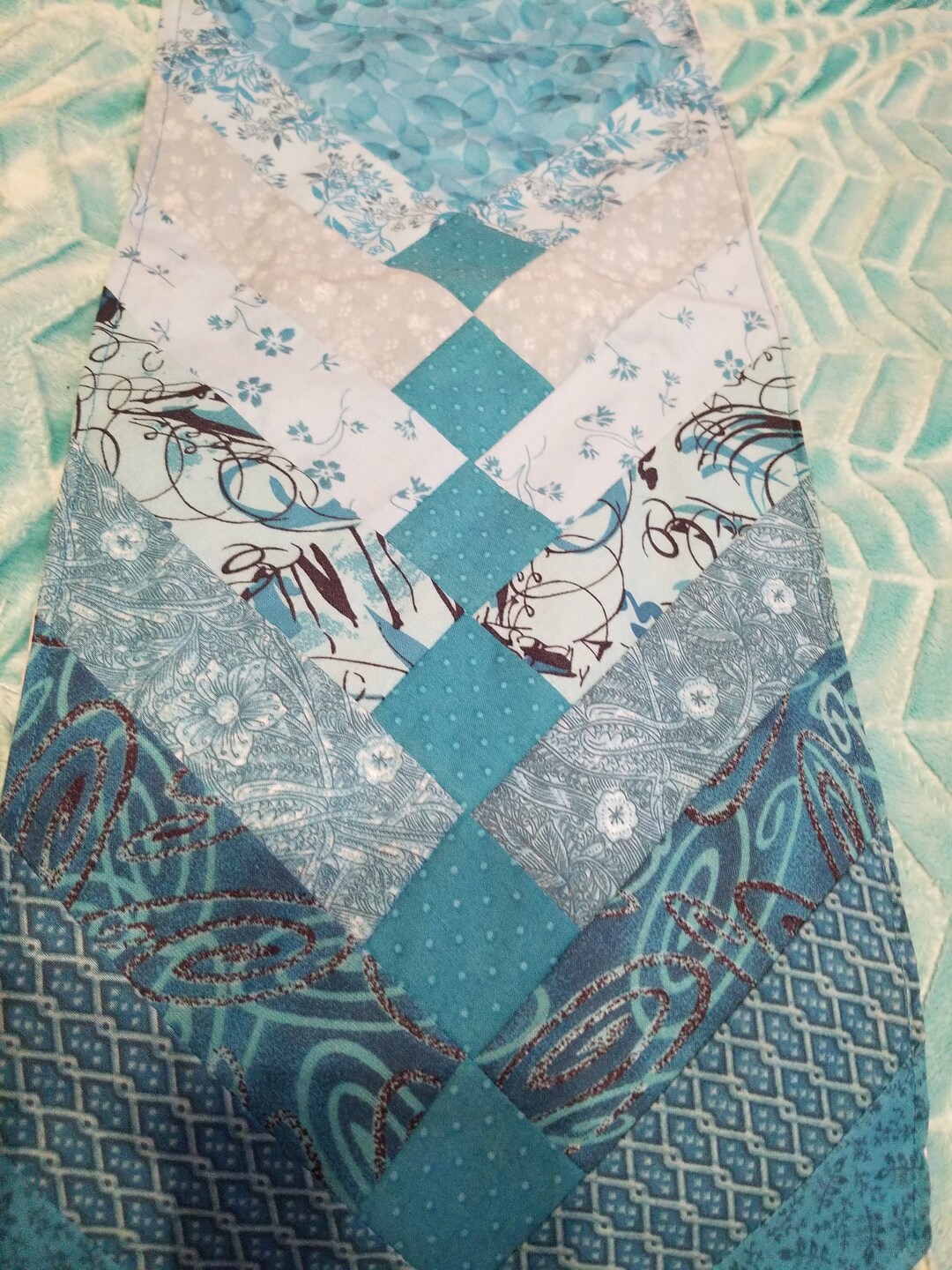 Small Blue French Braid Pattern Runnercoffee Tablemantle - Etsy