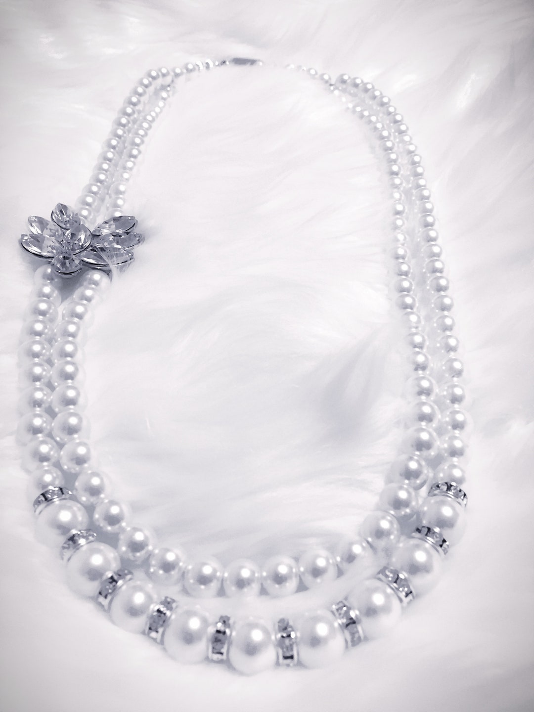 Collier de perles blanches Collier de perles de mariage Perles blanches ...