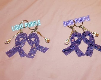 Fibromyalgia Keychain Fibro Warrior Keychain Purple Ribbon - Etsy