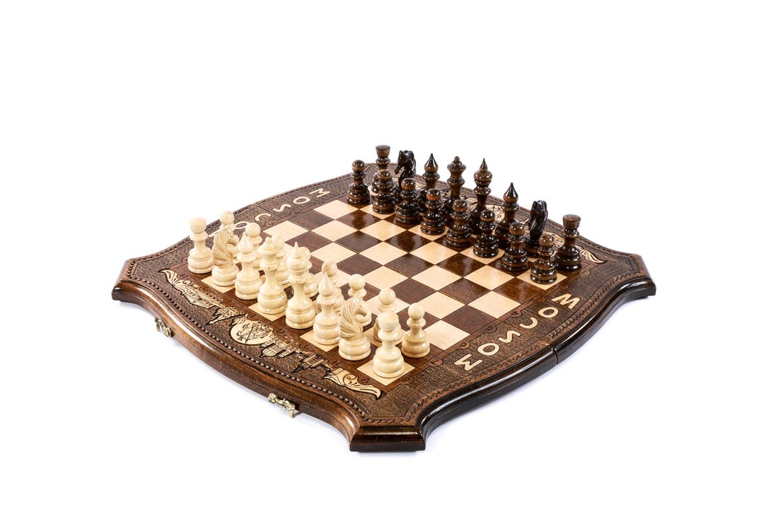 Luxury Chess Moscow | Wood Chess Set | Bronze Hinges & Carved Letters ...
