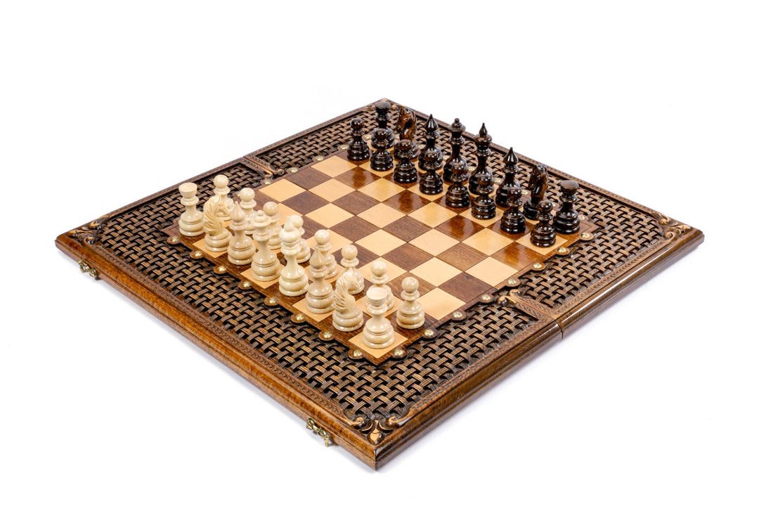 Wood Chess and Backgammon Set: HANDMADE - Etsy