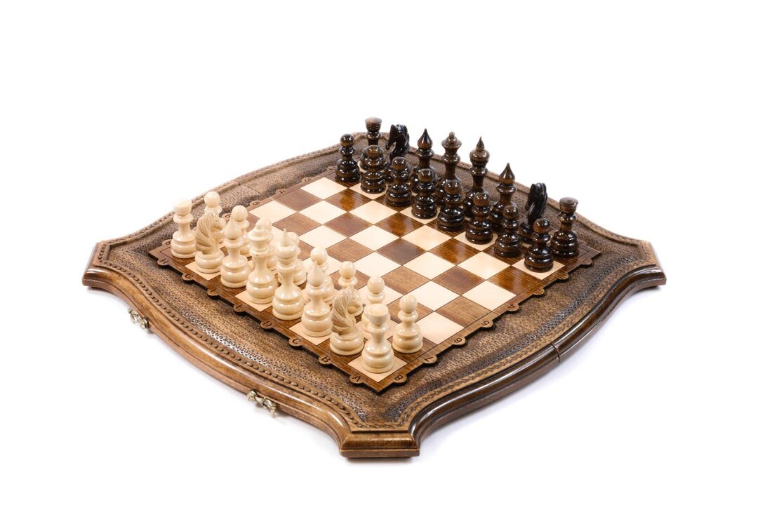 Wooden Chess Set With Backgammon Board: HANDMADE - Etsy