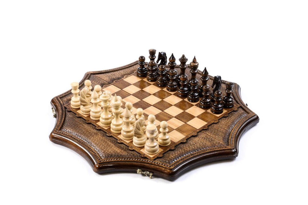 Wood Chess Set | Carved Chess | Bronze Hinges & Locks | Unique Wooden ...