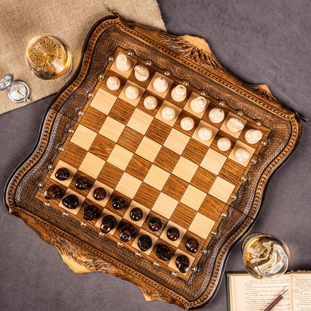 Handmade Wooden Chess and Backgammon Set – Dual Game Board, Custom ...