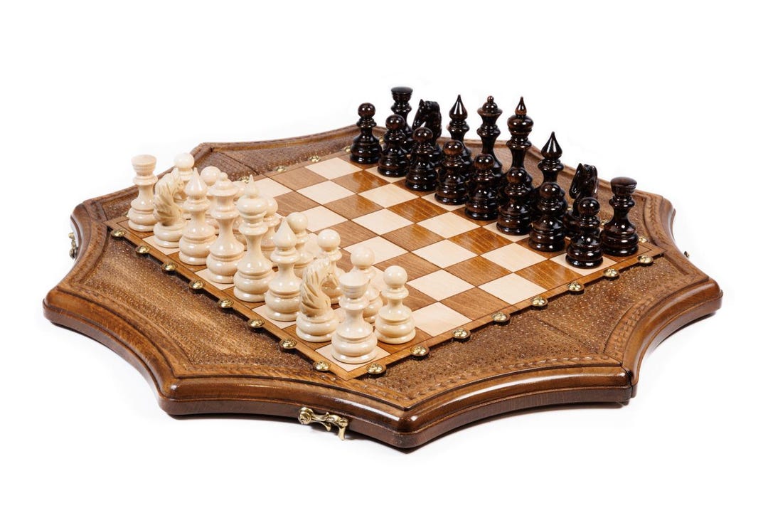 Star-shaped Chess Set | Wooden Game Board | Bronze Hinges, Locks ...