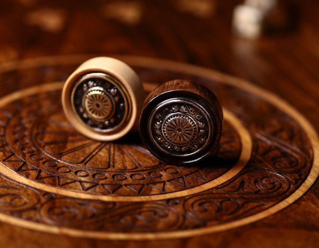 Handmade Bronze-wooden Backgammon Pieces Ornamental Motif - Etsy