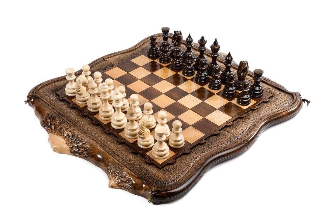 Premium Chess Set With Backgammon Board | Bronze Hinges & Locks ...
