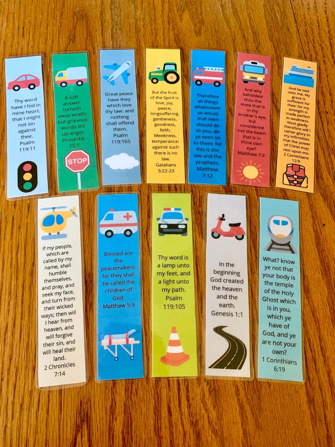 Printable PDF Kid Friendly Scripture Bookmarks 12 Count Construction ...