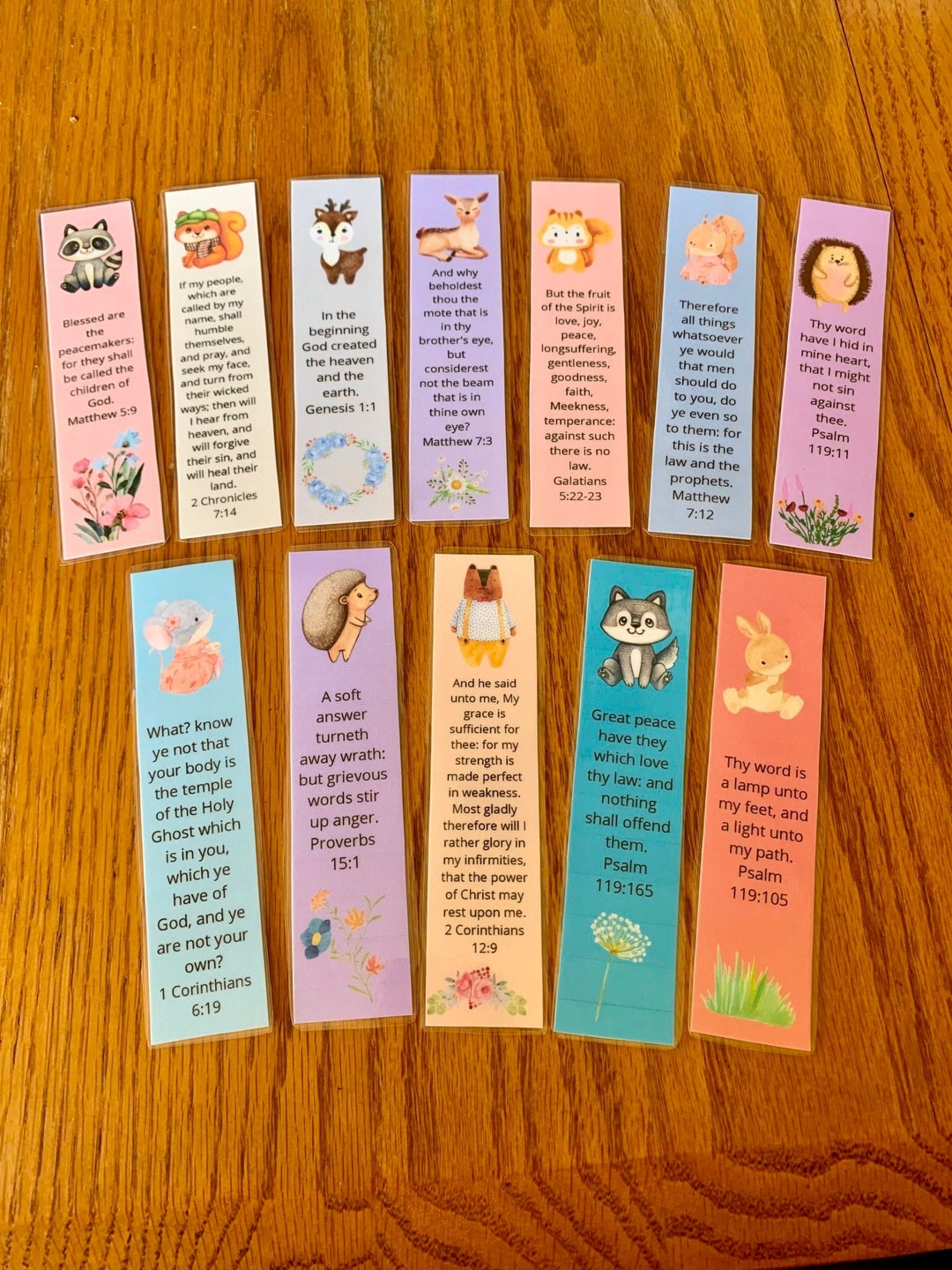 Printable PDF- Kid Friendly Scripture Bookmarks- Woodland Themed 12 ...