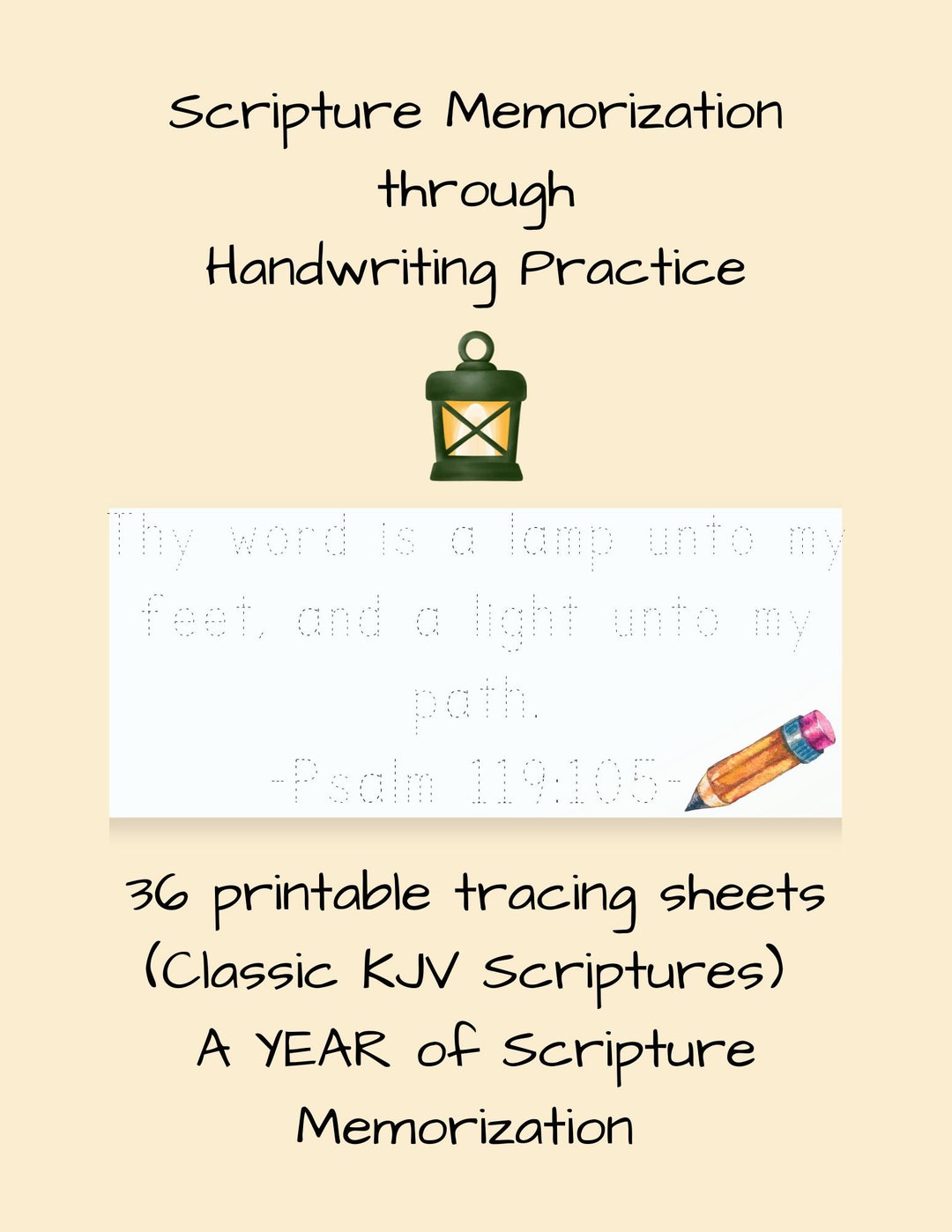 KJV- Scripture Memorization Handwriting Practice 36 Printable Tracing ...