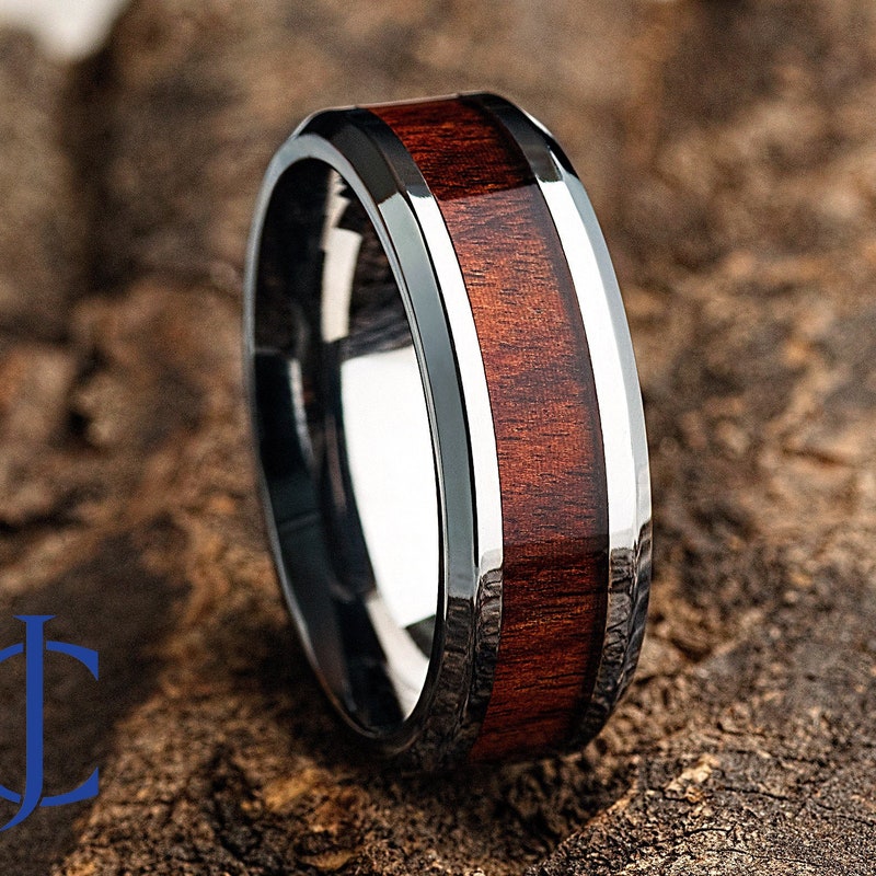Titanium Wood Ring - Etsy