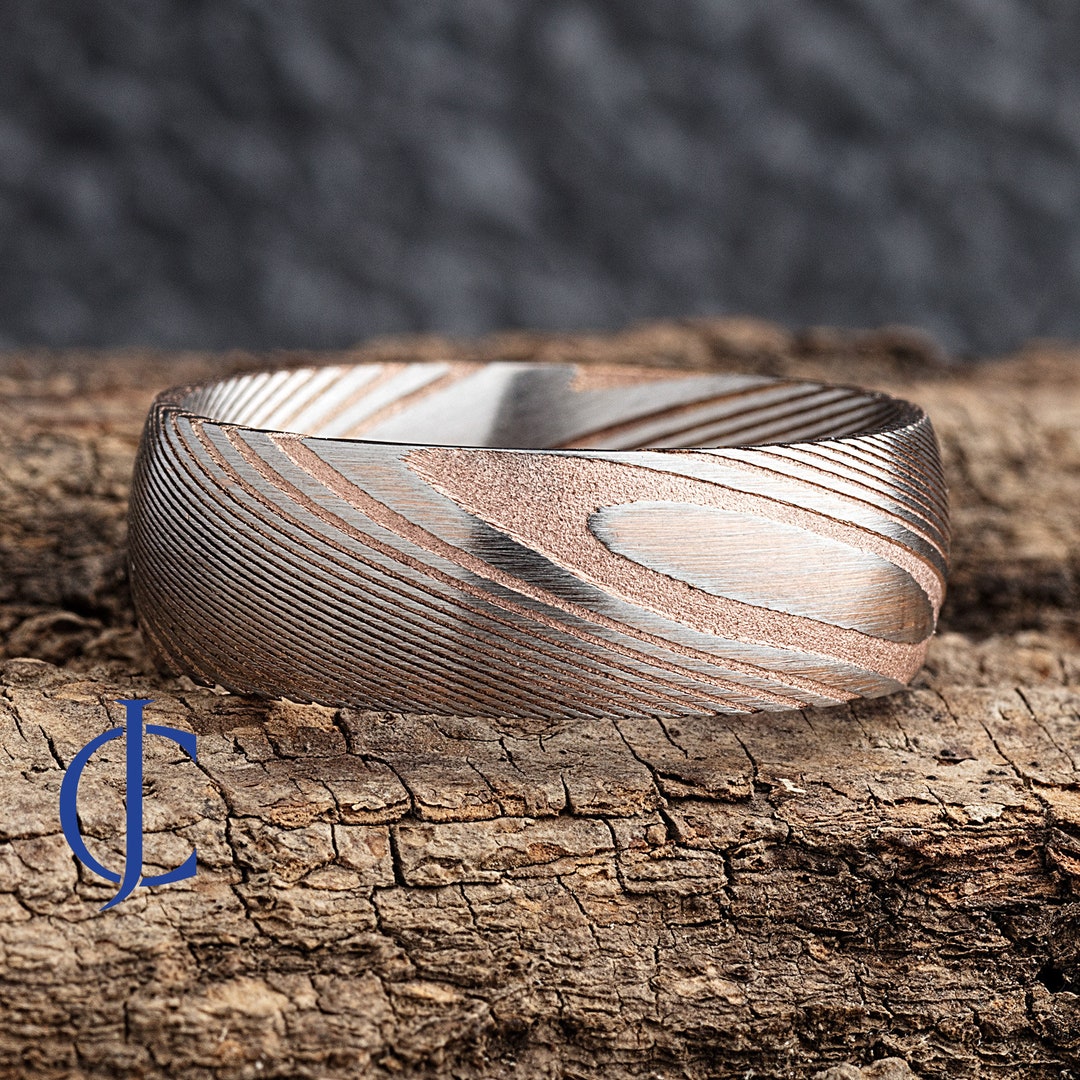Damascus Steel Ring, Damascus Steel Mens Wedding Band – Unique Ring for ...