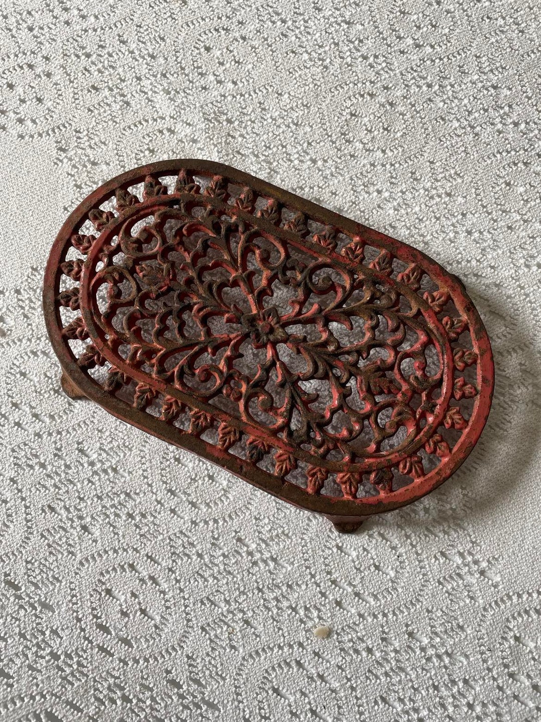 Painted Cast Iron Oval Trivet - Etsy