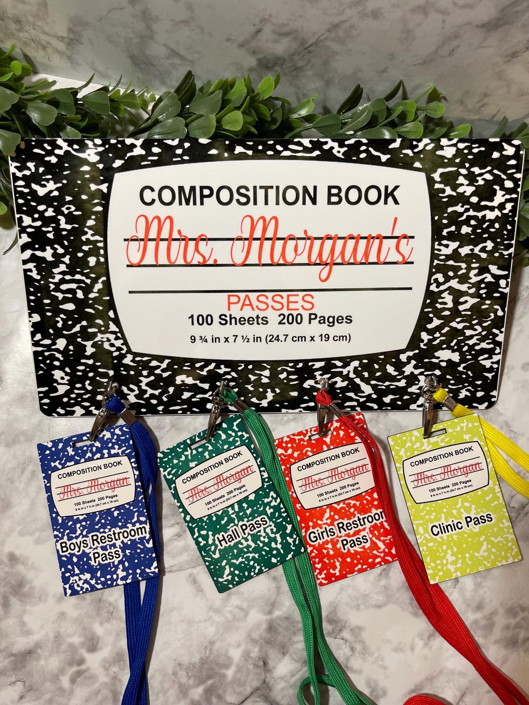 Classroom Double Sided Hall Pass Set | Personalized Hall Passes ...