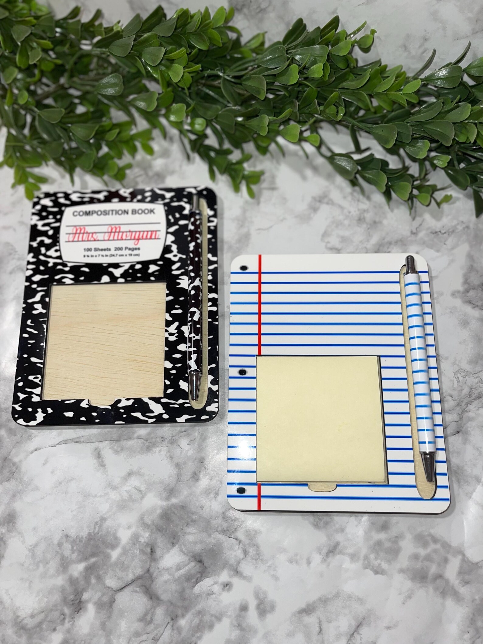 Sticky Notepad Holder & Pen Set | Teacher Gift | Post It Note Holder ...