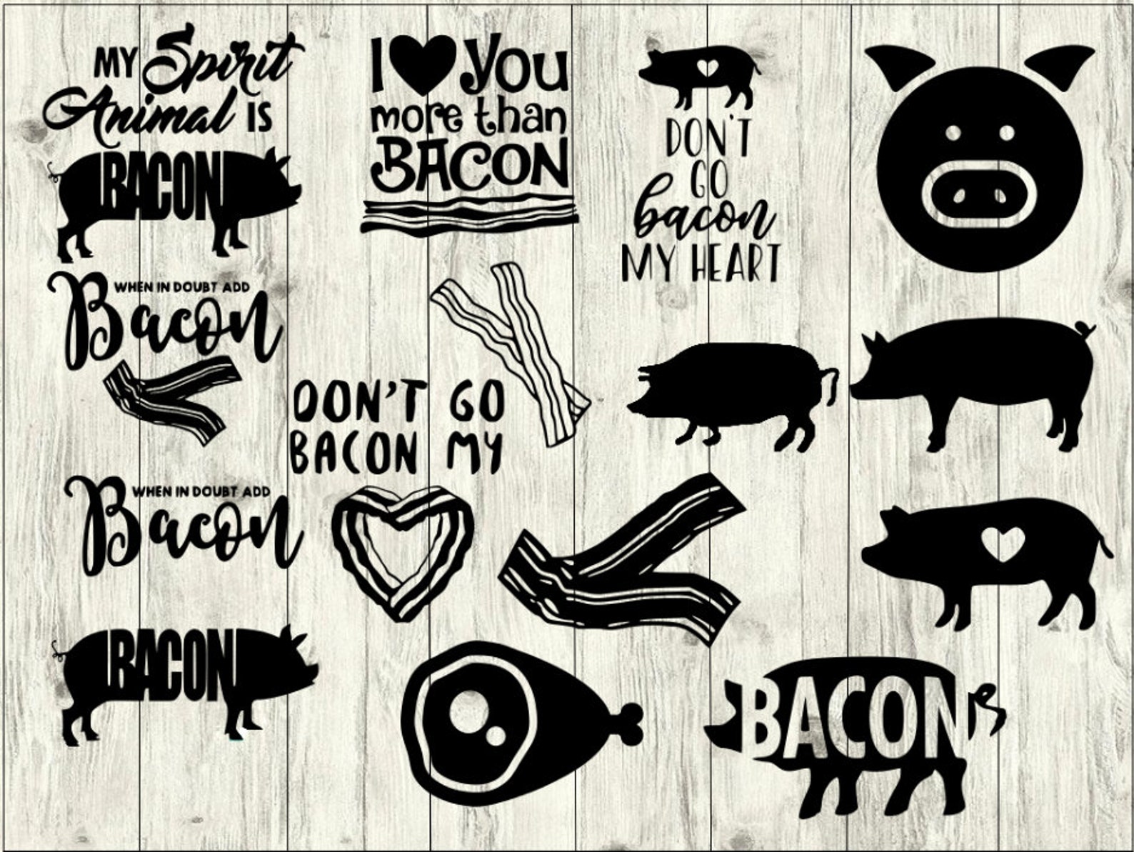 Bacon SVG Bundle Pig SVG Bundle Bacon Cut File Bacon | Etsy