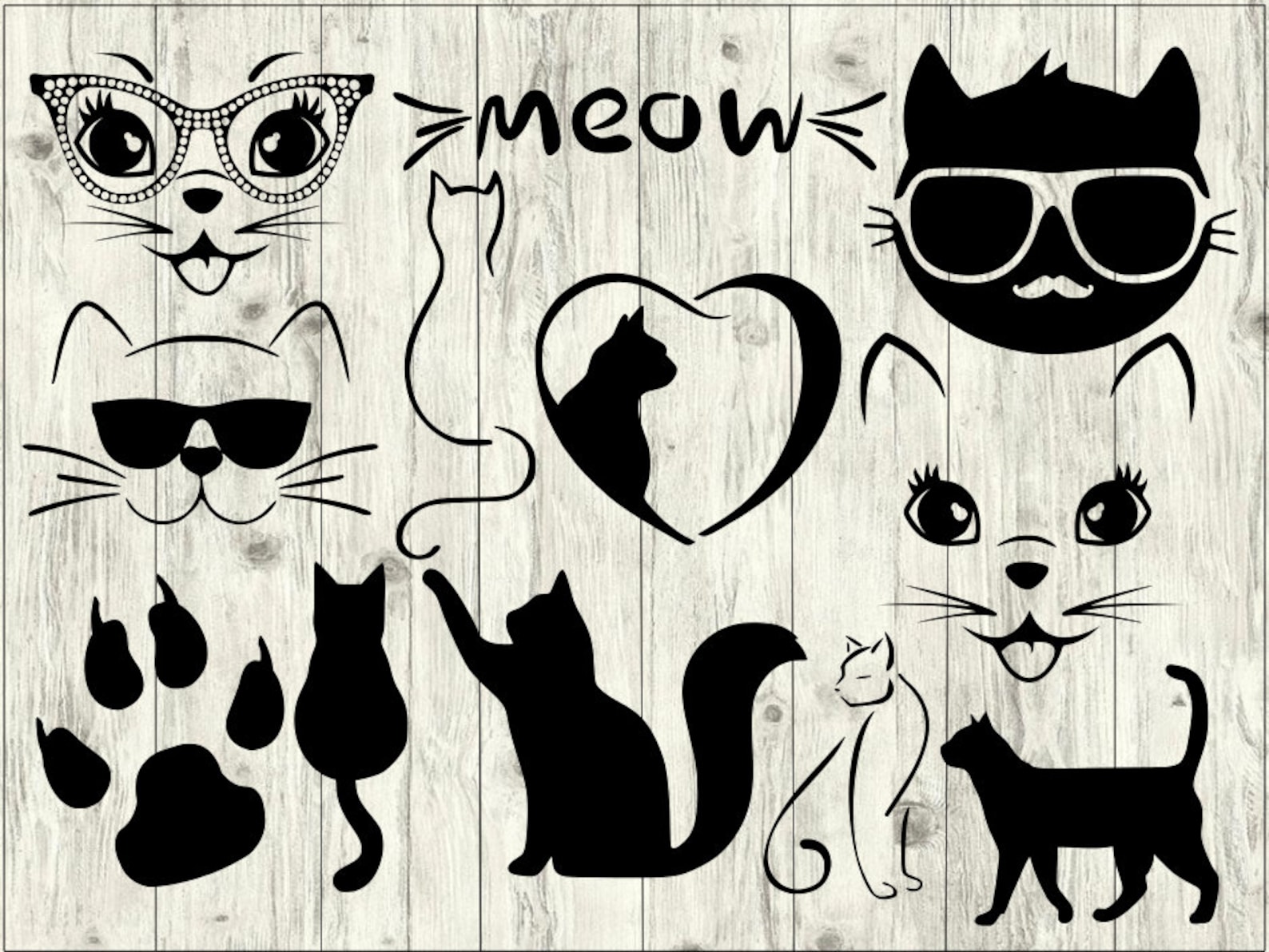 Cat SVG Bundle Meow SVG Bundle Cat Cut File Cat Clipart - Etsy