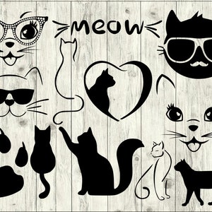 Cat SVG Bundle Meow SVG Bundle Cat Cut File Cat Clipart | Etsy