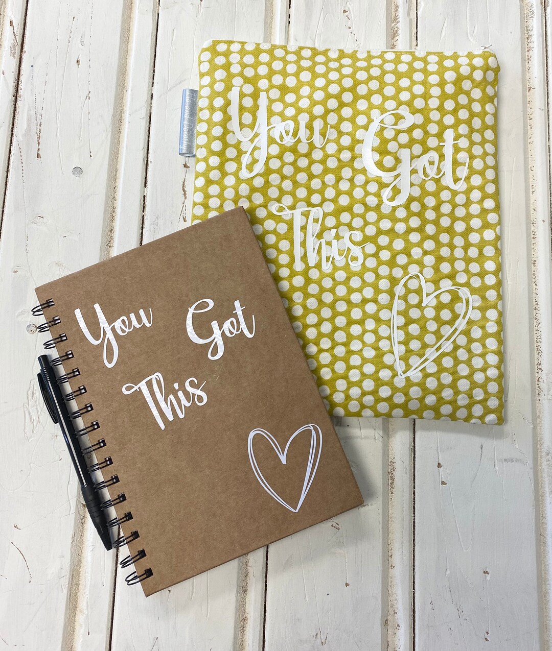 You Got This Notepad and Zipped Fabric Pouch Set Yellow and White ...
