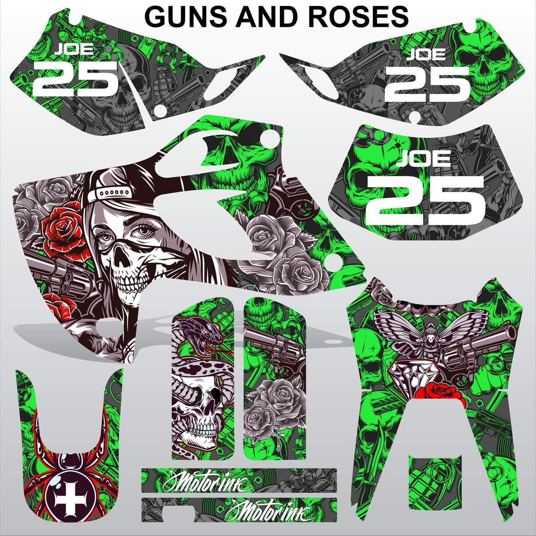 KAWASAKI KLX 300 1993-1996 Guns and Roses Racing Motocross Decals Set ...
