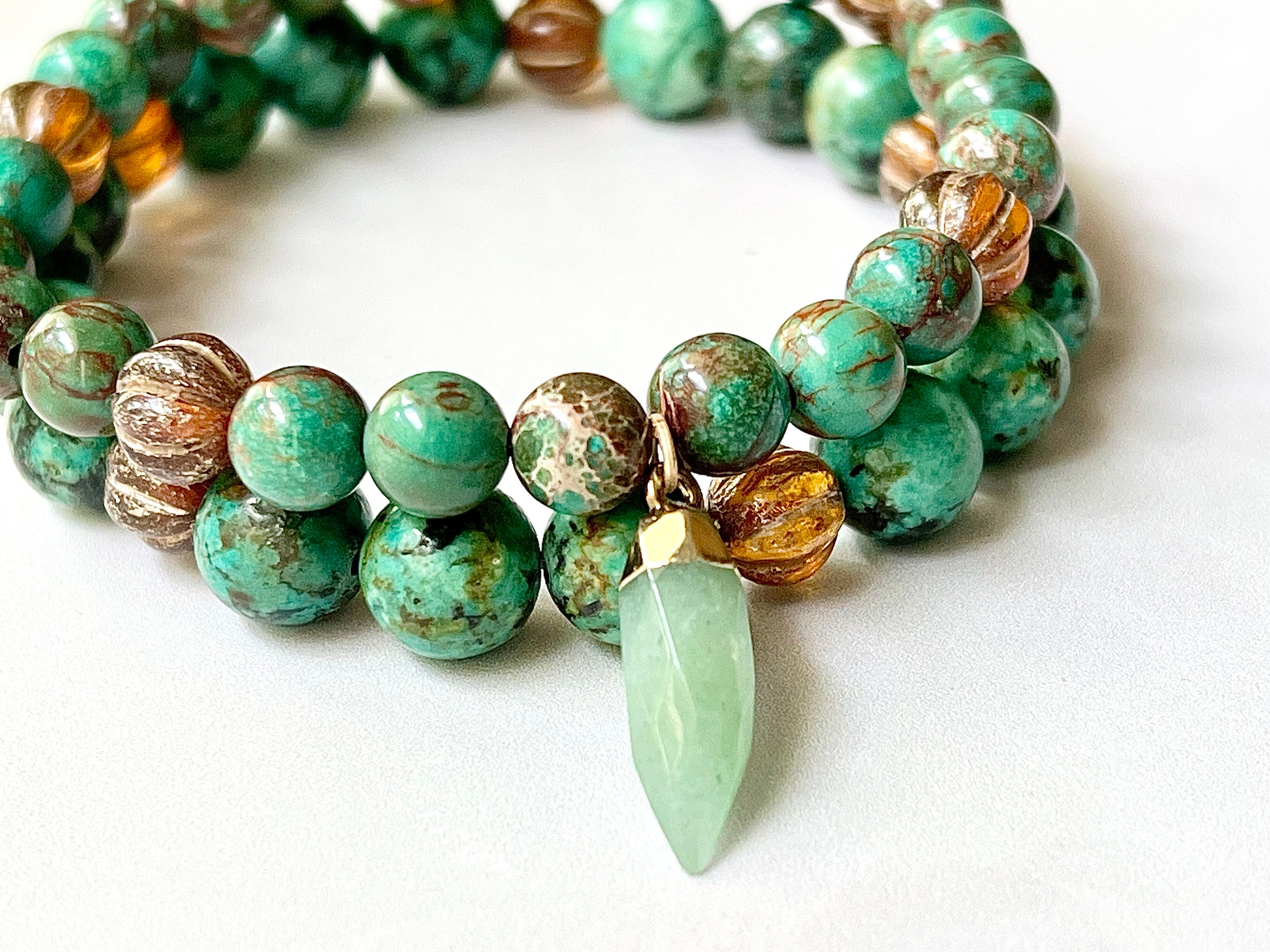 Pulsera turquesa pulsera de jaspe imperial pulsera de - Etsy España