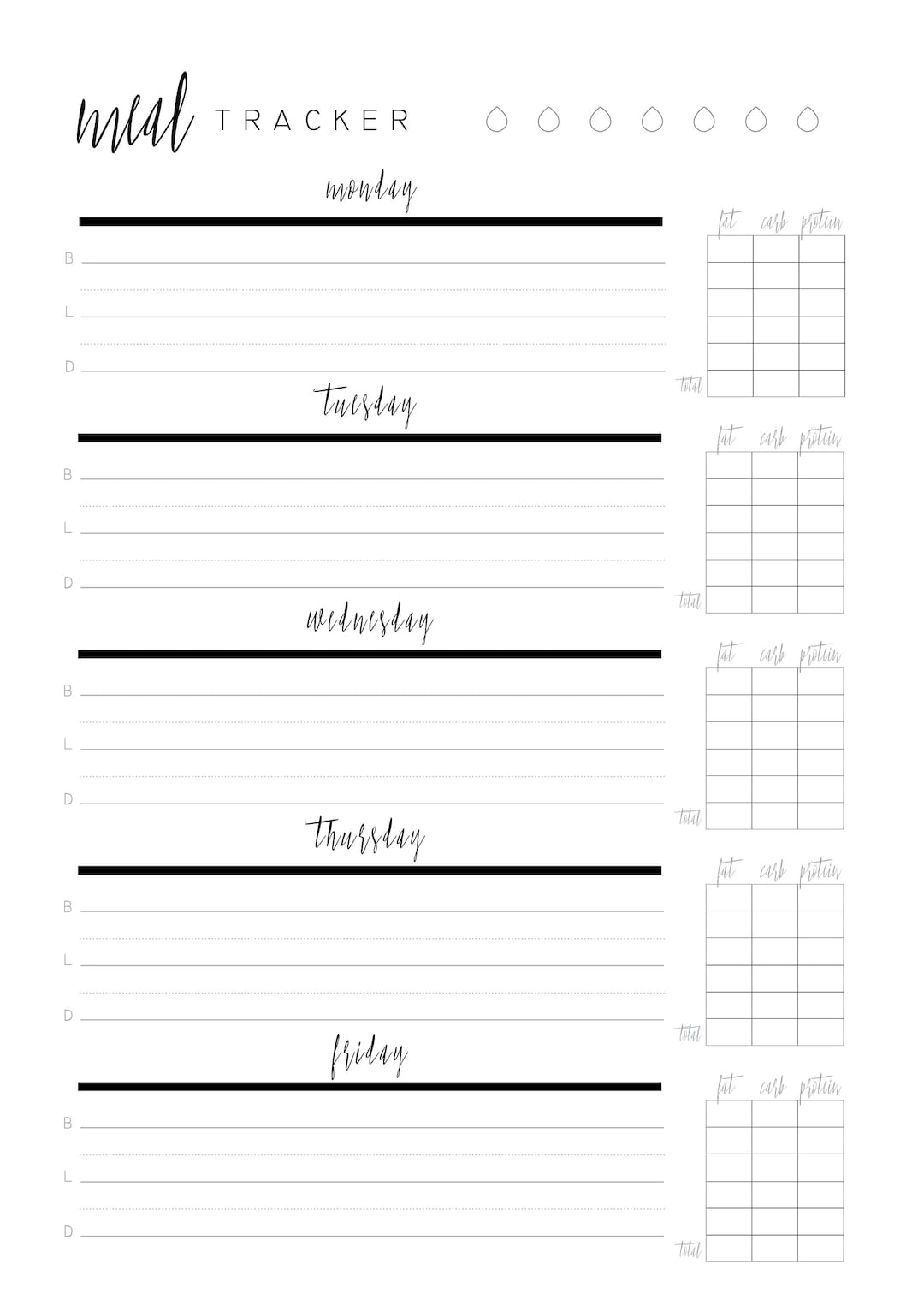 Meal Tracker Macros Printable - Etsy