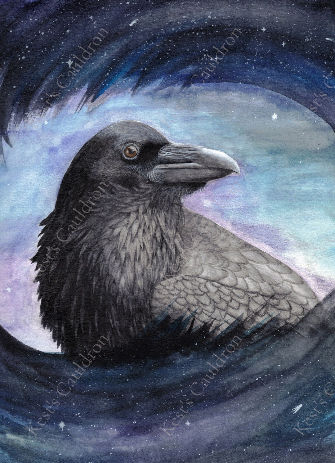 Starry Night Sky Raven - Etsy