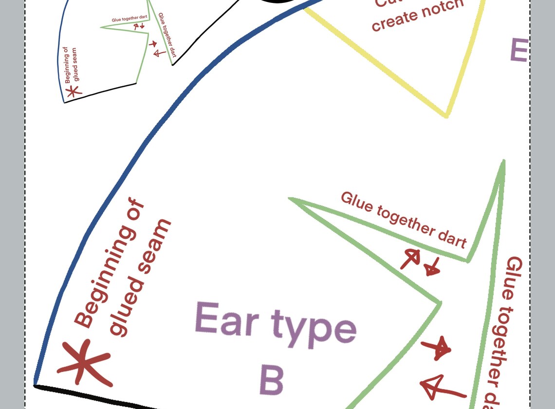 Hyena Fursuit Ears Downloadable Pattern - Etsy