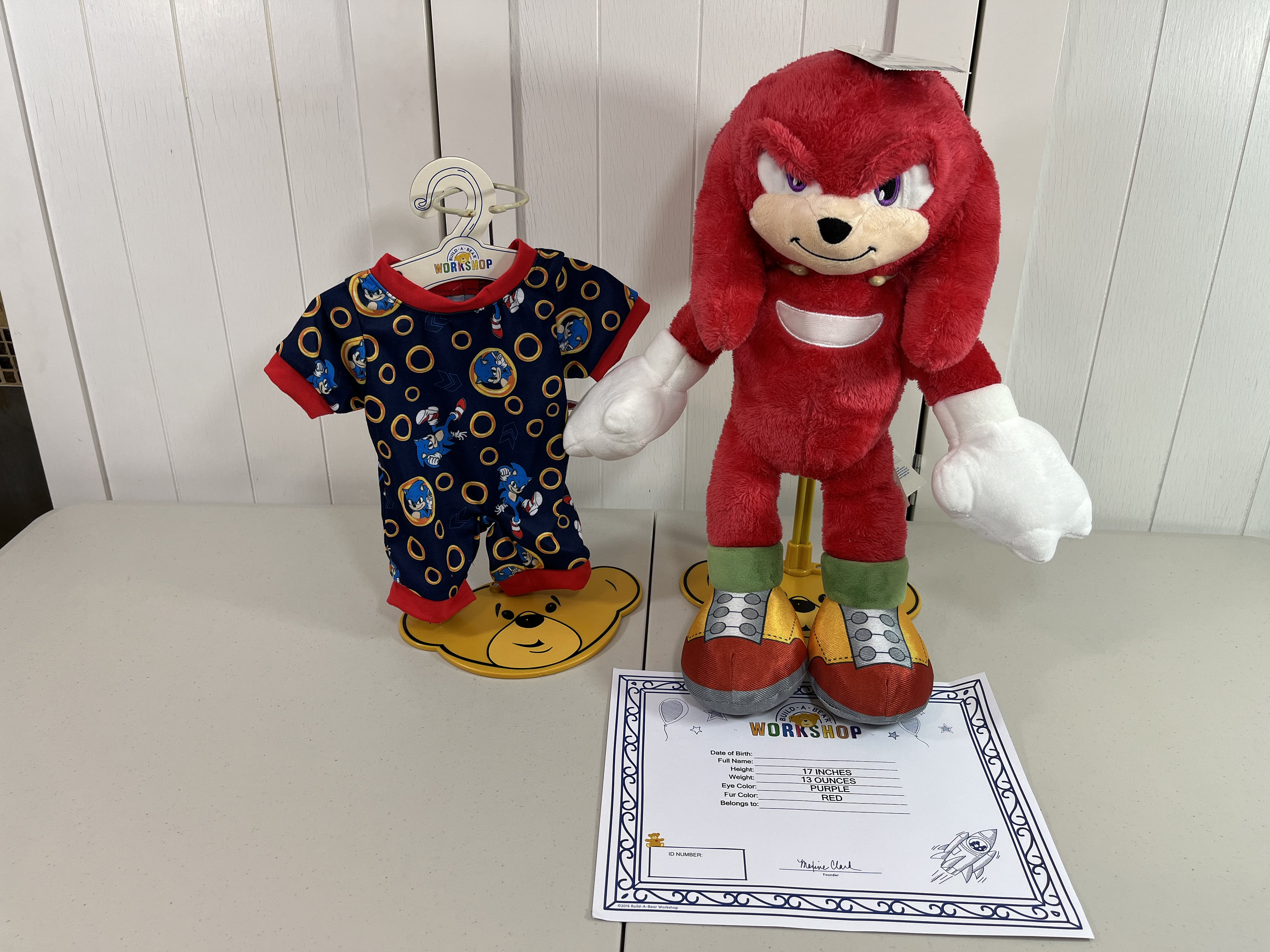 NEW Build a Bear Sonic Hedgehog KNUCKLES Plush W/ Pajamas & Sound - Etsy