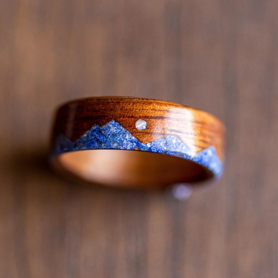 Lapis and Wood Ring for Men Wooden Ring for Men Lapis Lazuli - Etsy