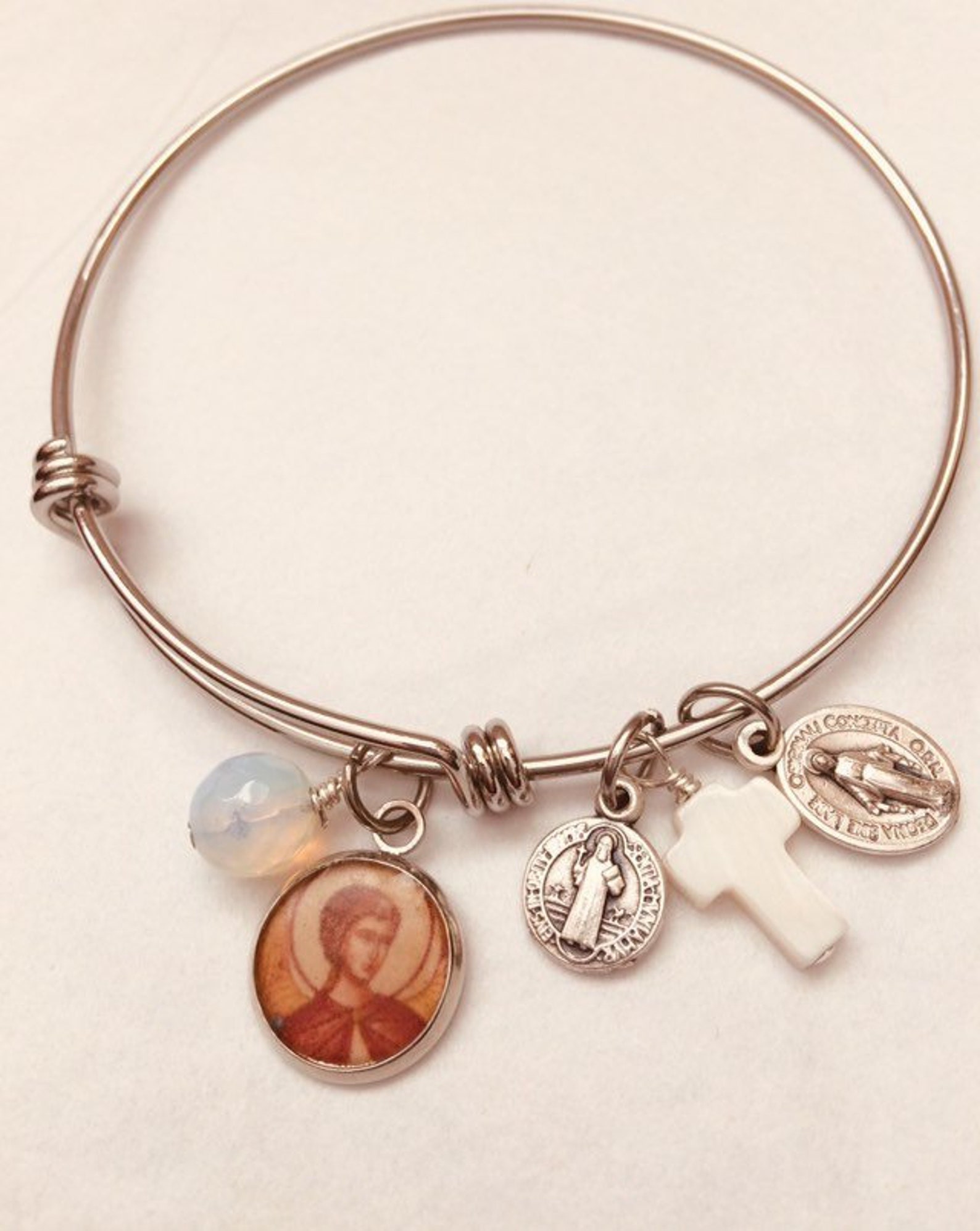 Guardian Angel Adjustable Charm Bangle Confirmation and - Etsy UK