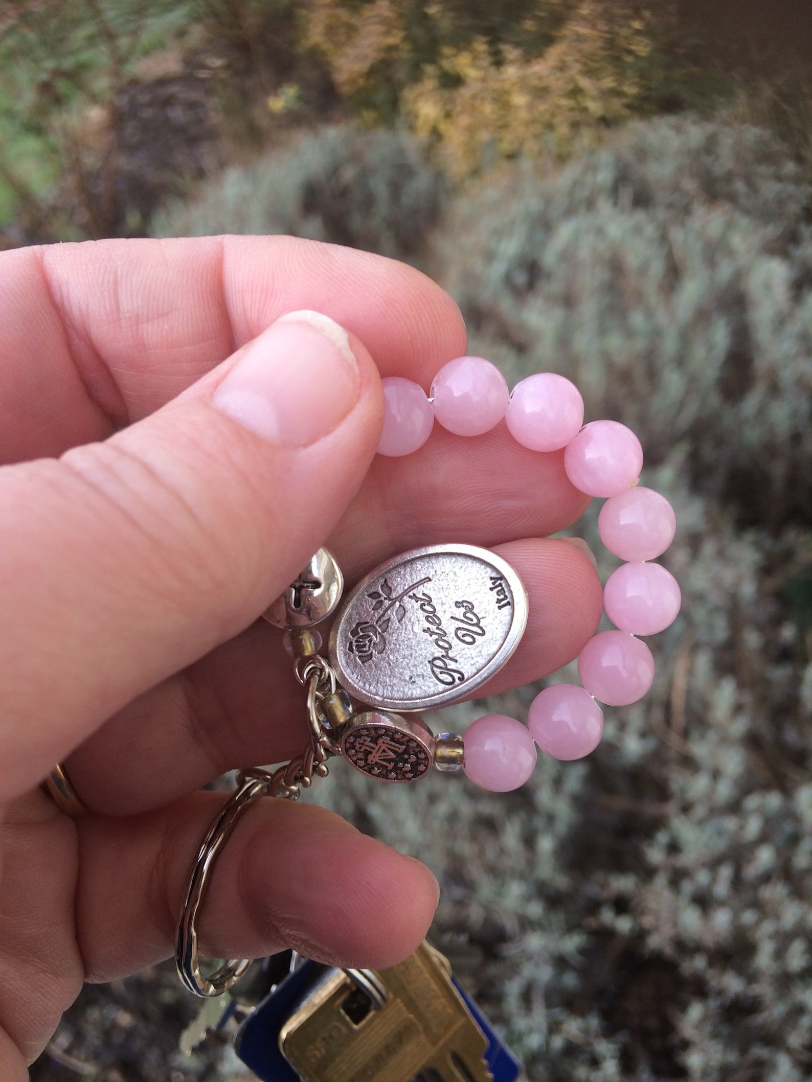 Rosary Keyring Guardian Angel Rose Jade Prayer Beads - Etsy