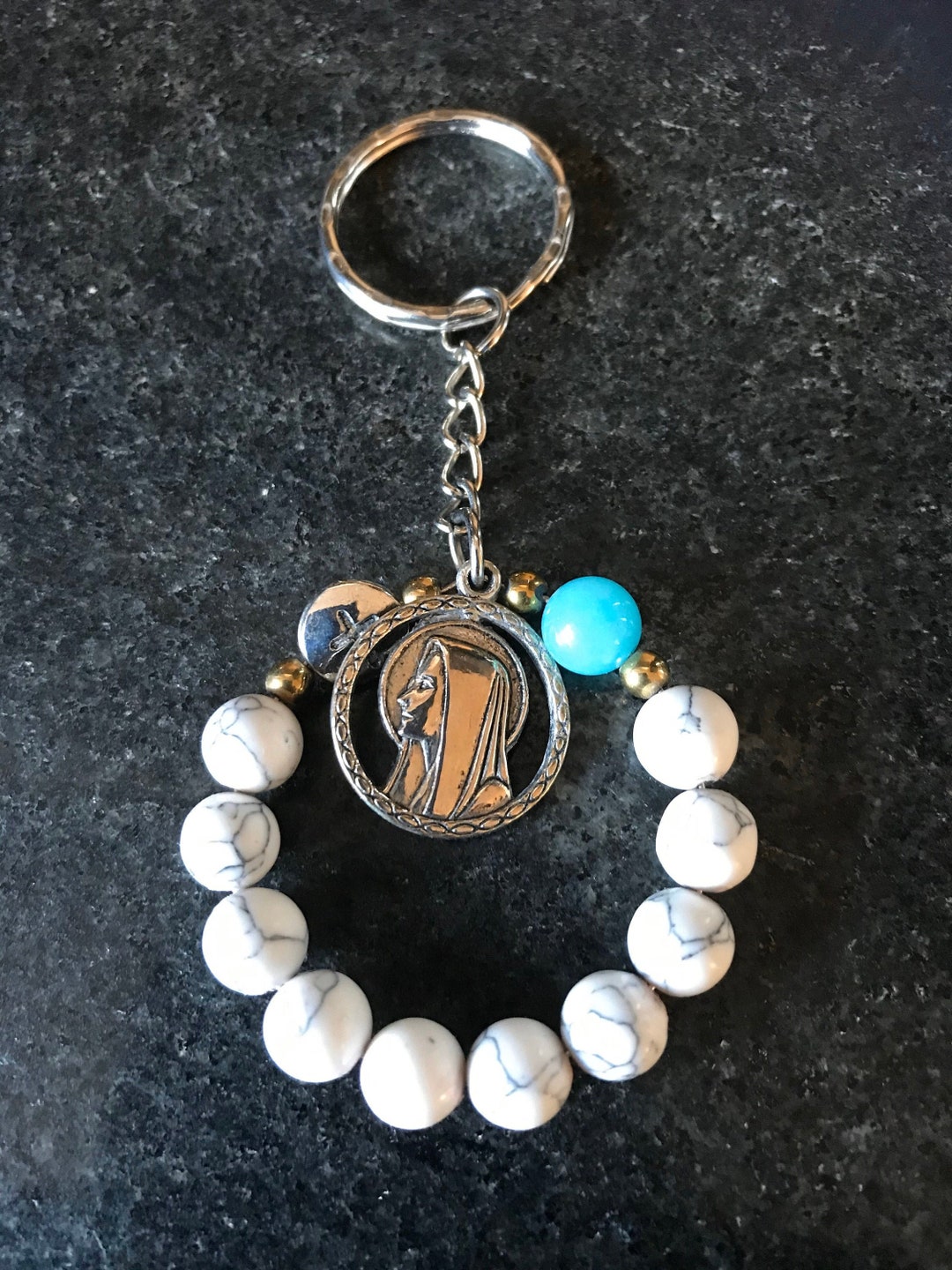 Rosary Keyring-our Lady of Lourdes - Howlite - Etsy