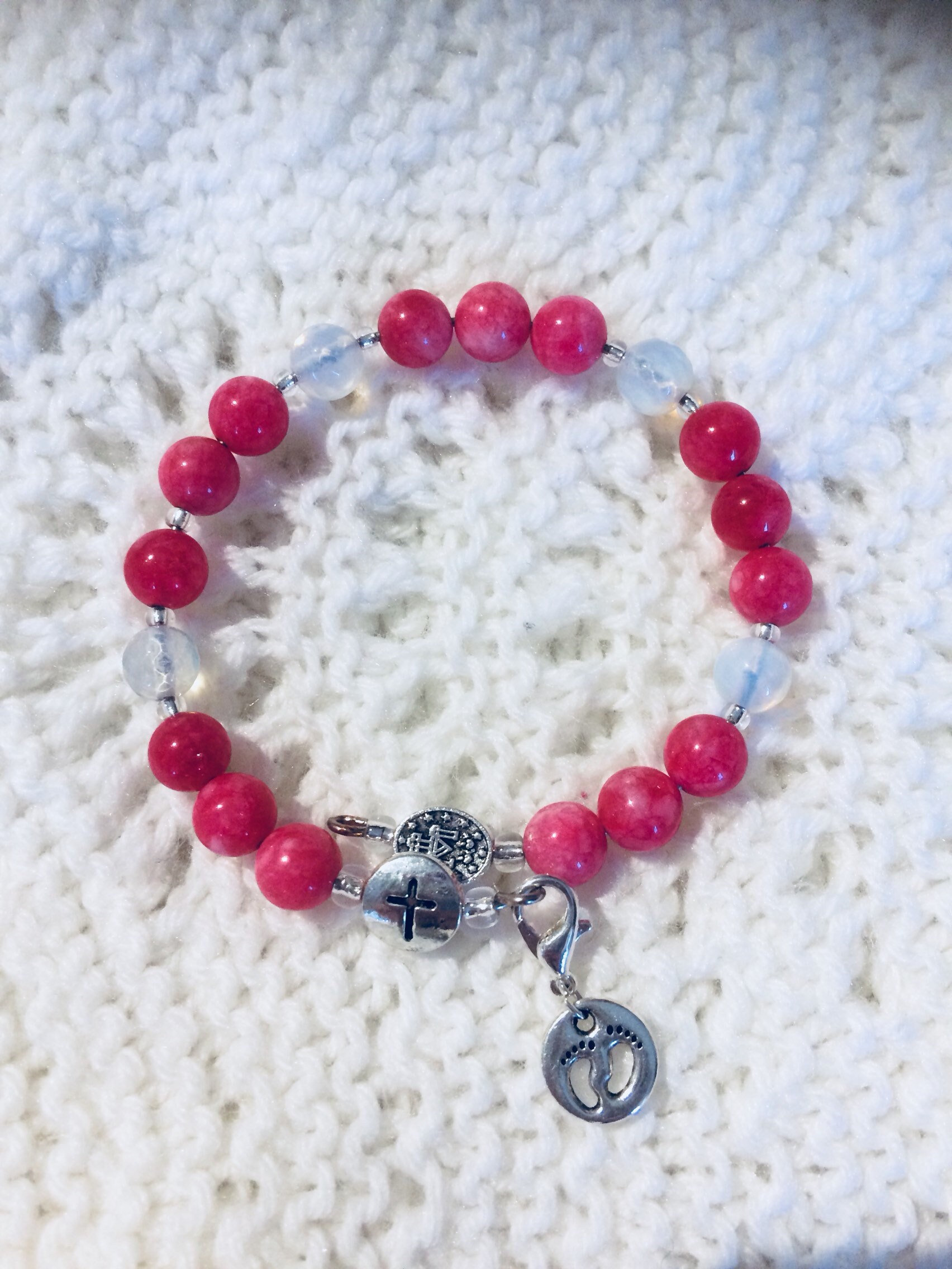 Baby feeding tracker gemstone bracelet rose jade | Etsy