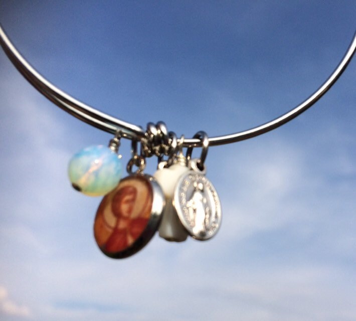 Guardian Angel Adjustable Charm Bangle Confirmation and - Etsy UK
