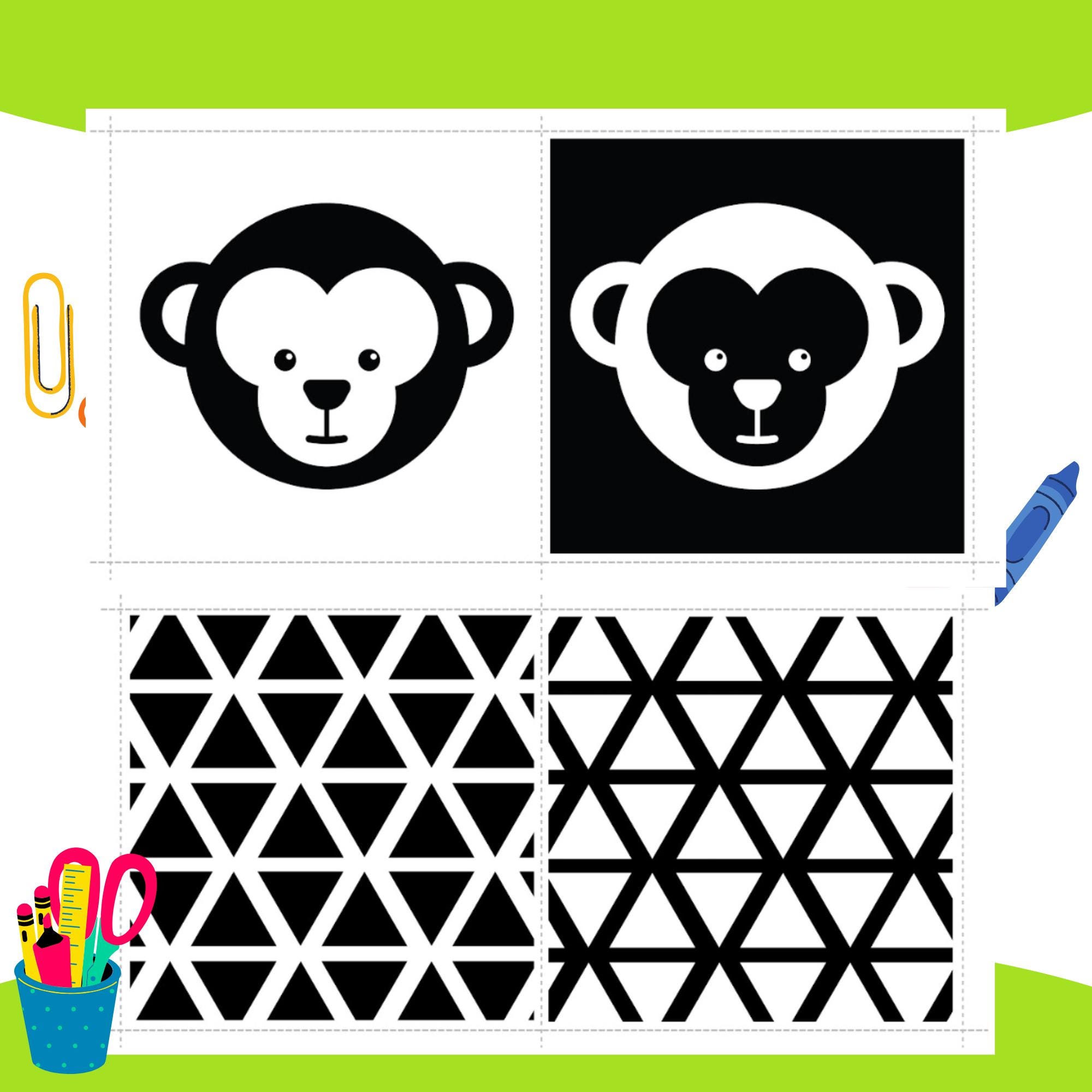 150 Printable Sensory Flashcards – High-contrast Black & White Newborn ...