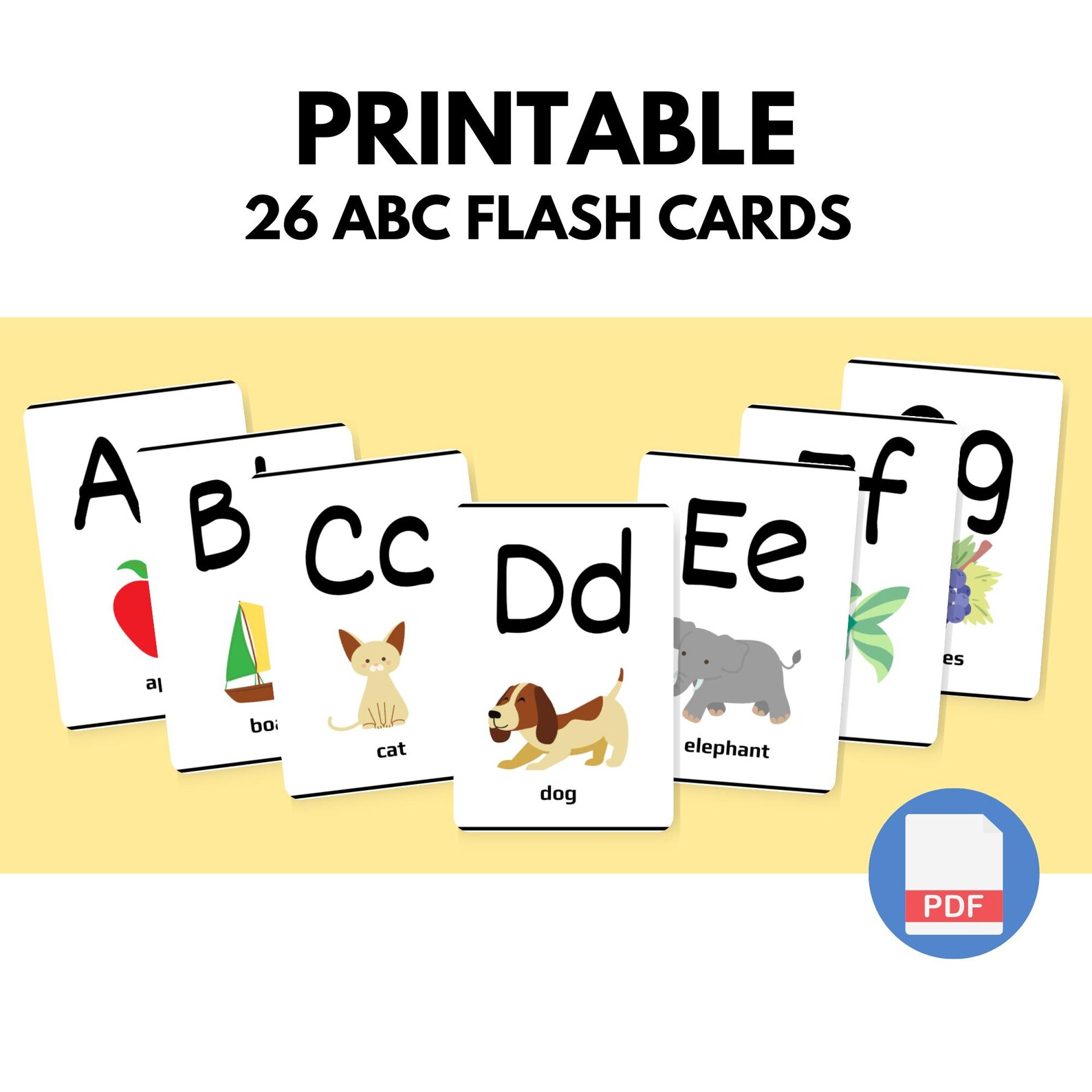 26 ABC Flash Cards, Educational Cards, A-Z Cards, Learn Abcs, Alphabet ...