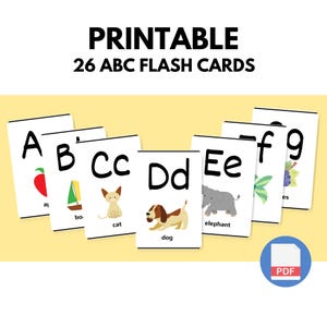 26 ABC Flash Cards, Educational Cards, A-Z Cards, Learn Abcs, Alphabet ...